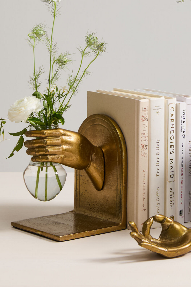 Antique Gold Finish Handheld Bookend Set – HVS Home